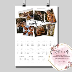 Personalised 2025 Family Calendar With Custom Photo | Modern Minimalist ...