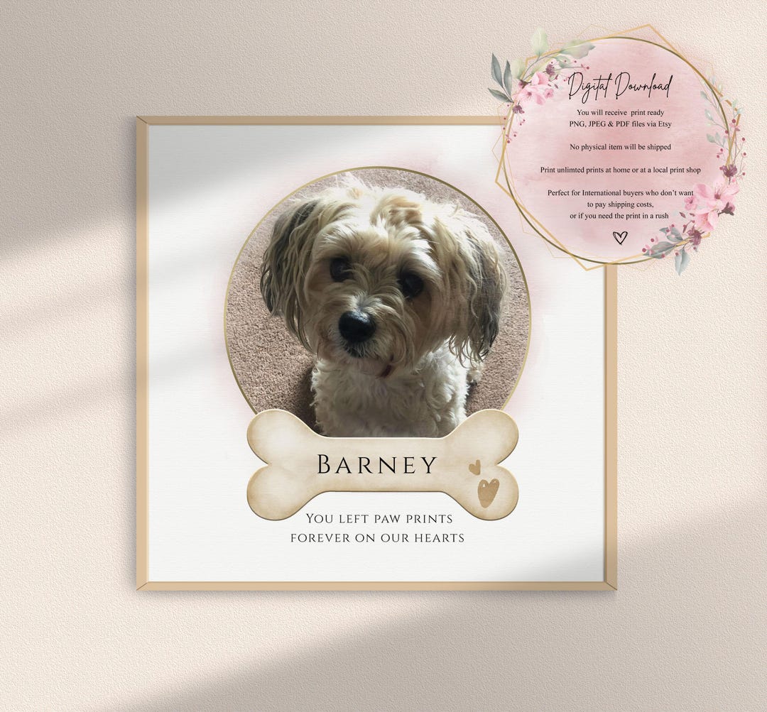 Personalised Digital Dog Memorial Photo Print, Pet Loss Gift, Custom ...