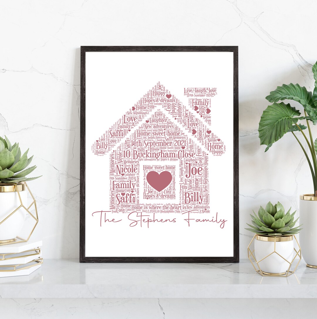 House Warming Print New House Word Art Personalised New - Etsy UK