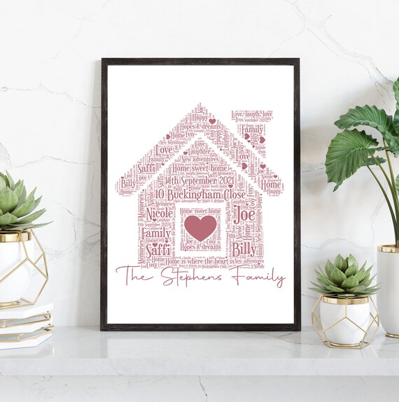 House Warming Print New House Word Art Personalised New | Etsy