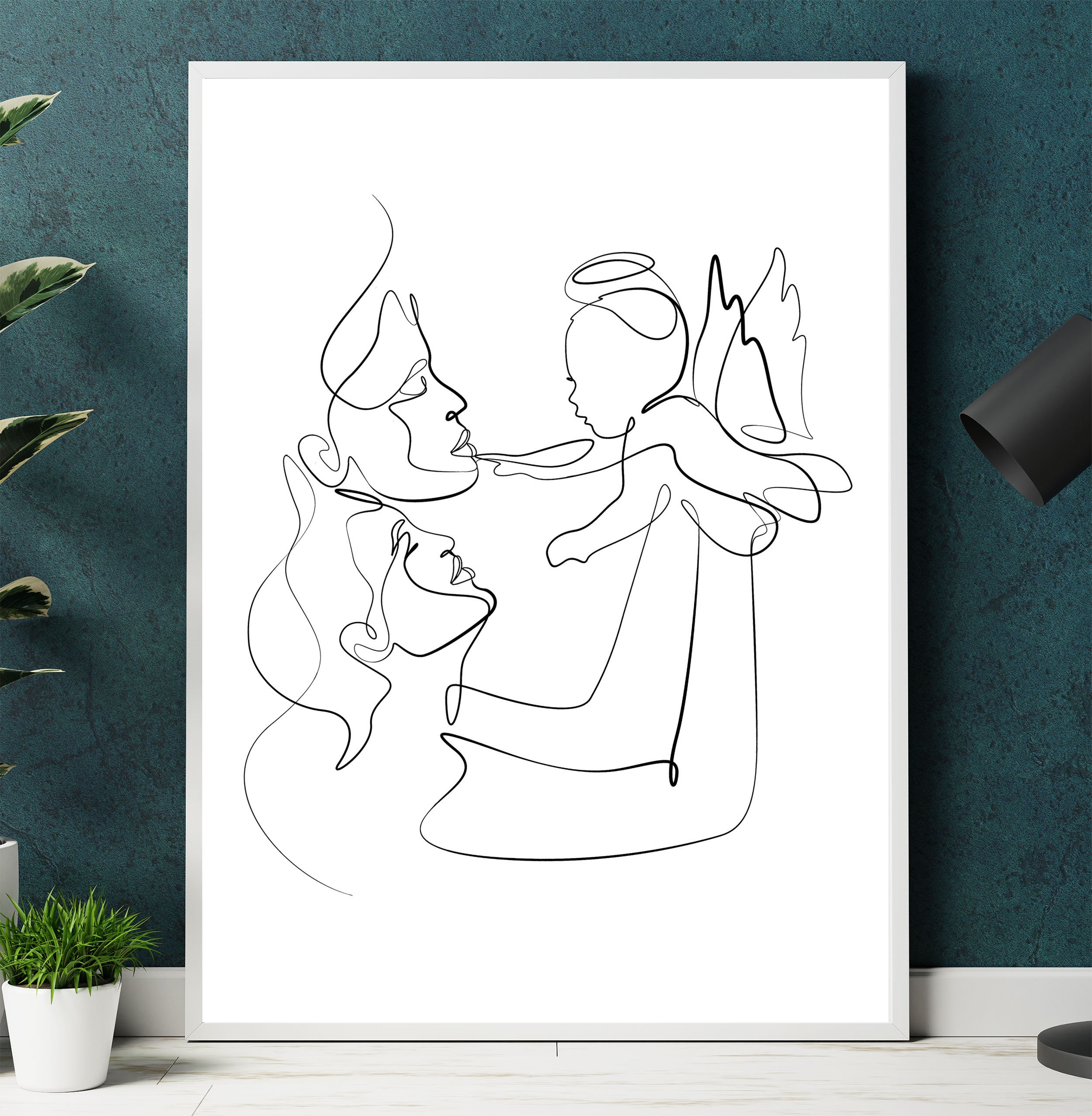 Angel Baby Line Art Print Personalised Miscarriage Memorial - Etsy