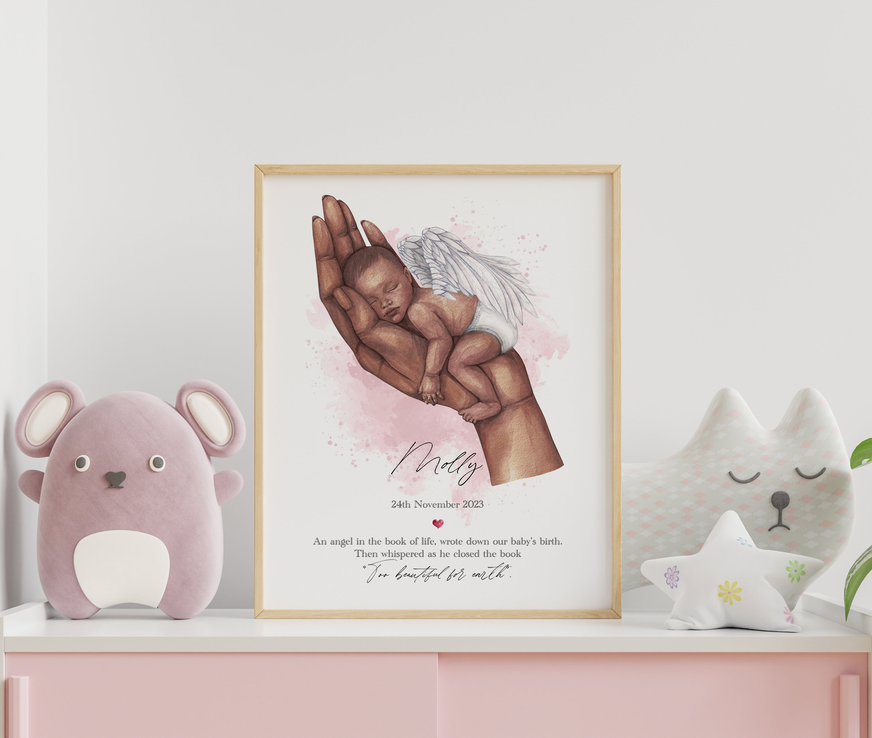Personalised Angel Baby Print, Miscarriage Memorial Poster, Baby Angel ...