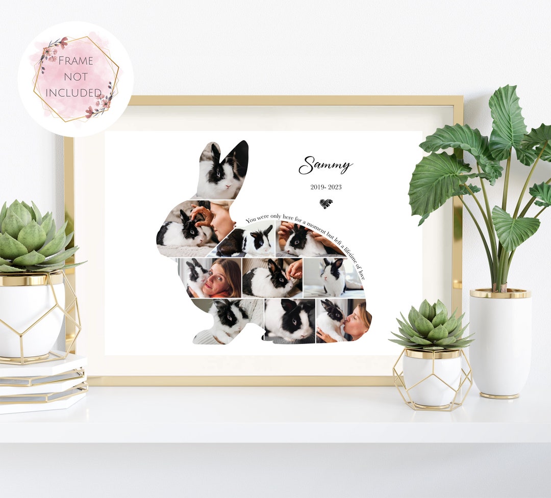 Custom Rabbit Photo Collage, Rabbit Lover Gift, Pet Memorial Gift, Pet ...