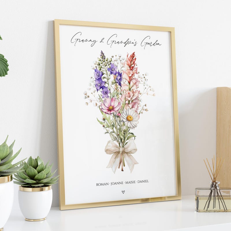 Family Names Flowers Print - Etsy UK