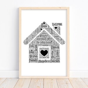 House Warming Print, New Home Word Art, Personalised Poster, House Word ...