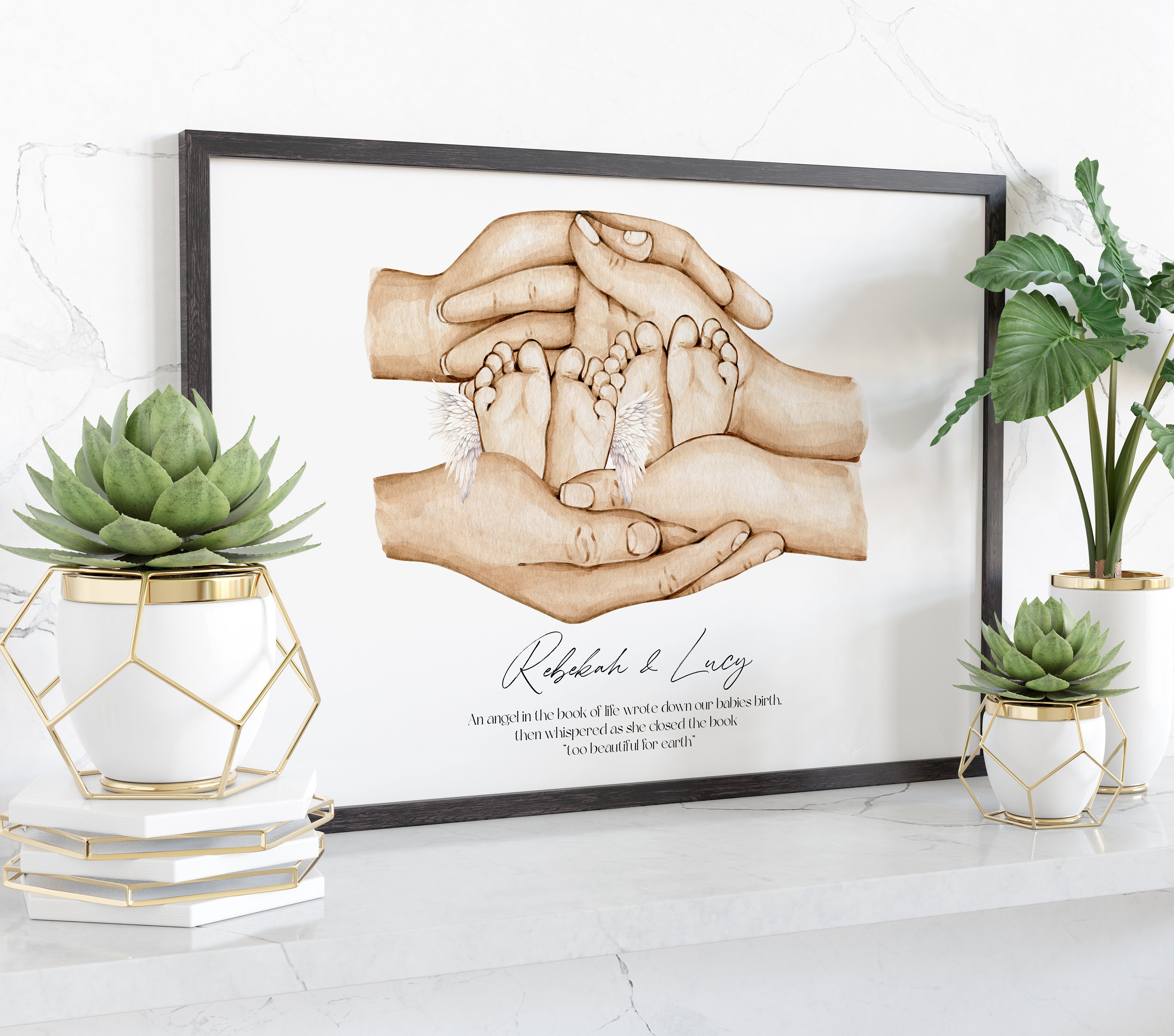 Personalised Angel Twins Print, Miscarriage Memorial Poster, Baby Angel ...