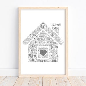 House Warming Print, New Home Word Art, Personalised Poster, House Word ...