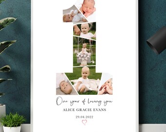 Personalised Baby's First Birthday Photo Framed Print - Etsy UK