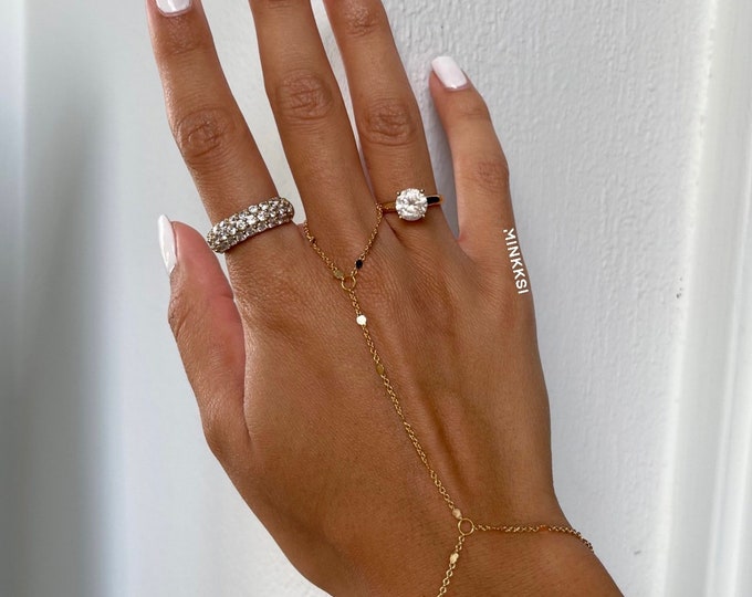 Gold Hand Chain, Dainty 18k Gold Plated Hand Chain | Gold Hand Chain ...