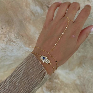 Gold Hand Chain, Dainty Hand Chain, Finger Chain Bracelet, Minimalist ...