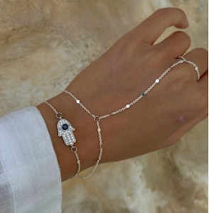 Hand Chain, Dainty Gold Hand Chain, Silver Finger Chain, Chain Bracelet ...
