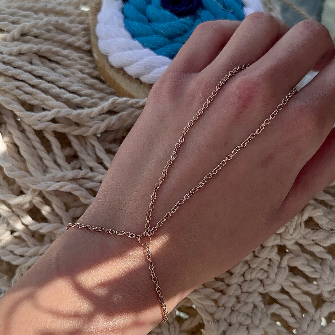 Rose Gold Hand Chain, Dainty Gold, Silver, Rose Gold Hand Chain ...