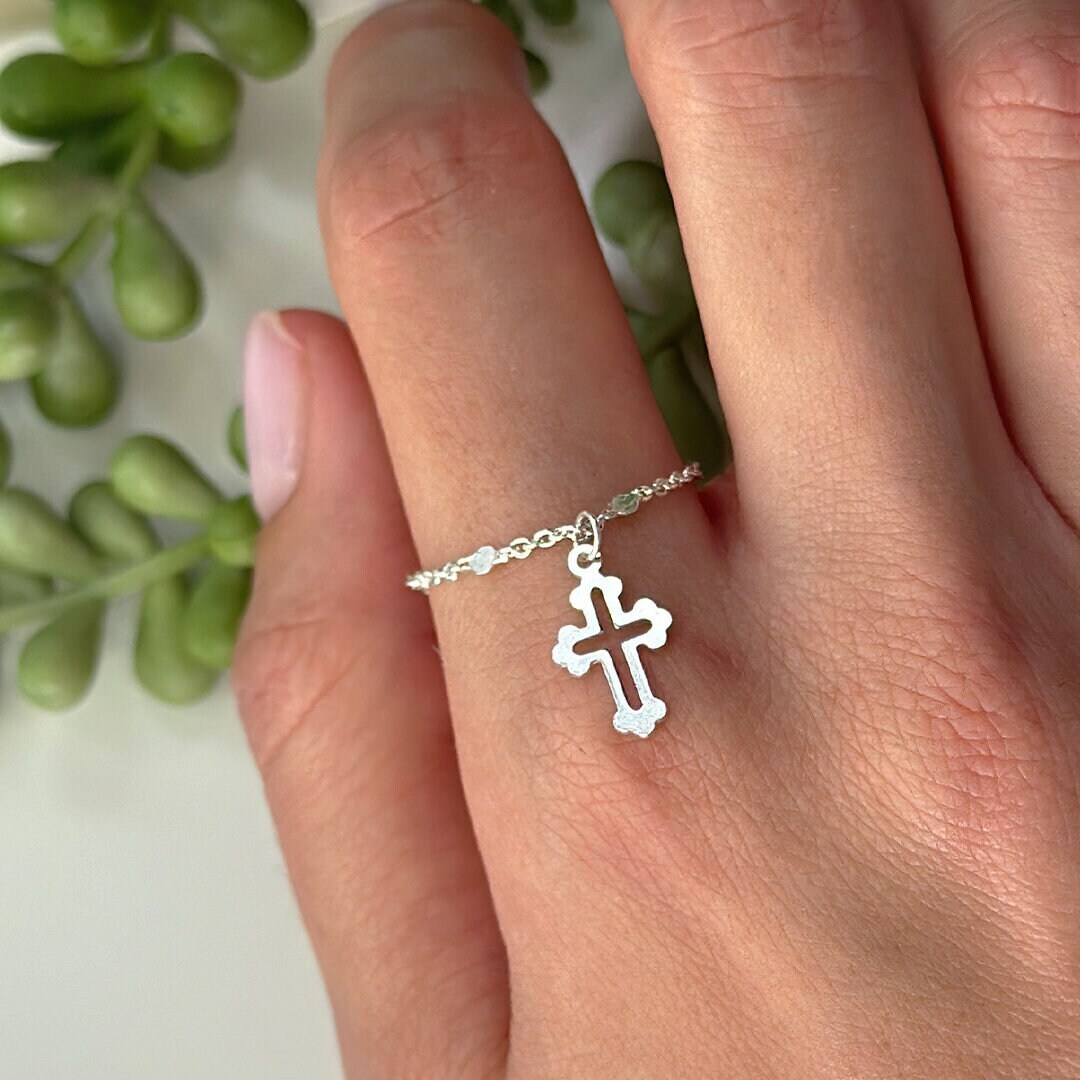 Tiny Cross Ring, Sterling Silver Cross, Stacking Minimalist Ring ...