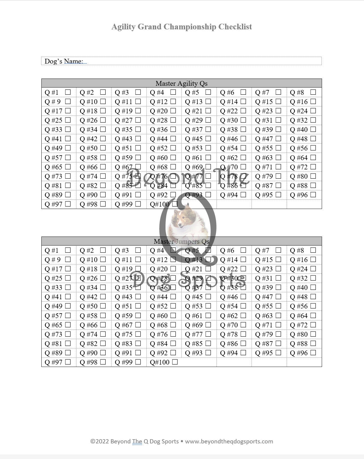 Dog Agility Competition Trial Forms Printable Pdfs General Forms Can Be ...