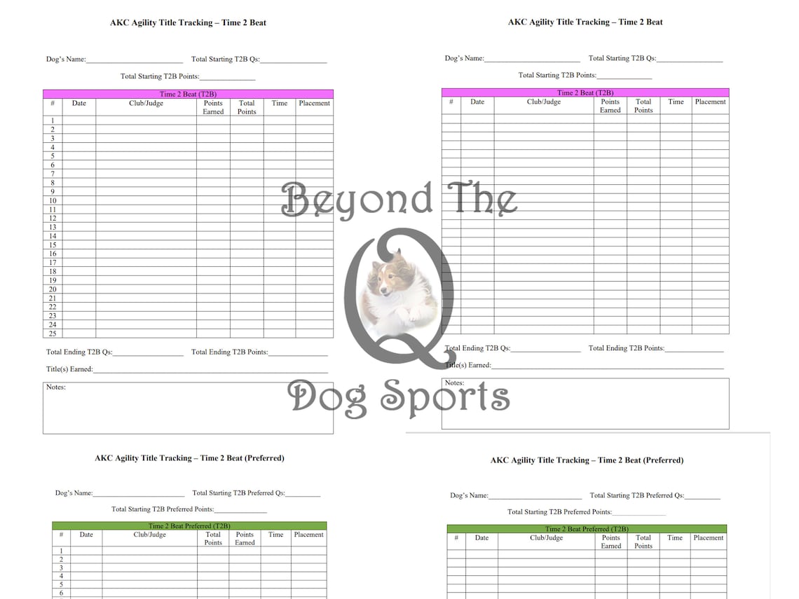 AKC Dog Agility Title Tracker Red - 29 Printable PDF Competition Forms ...