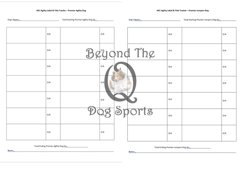 AKC Agility Label & Title Tracking Forms Dog Agility - Etsy Australia
