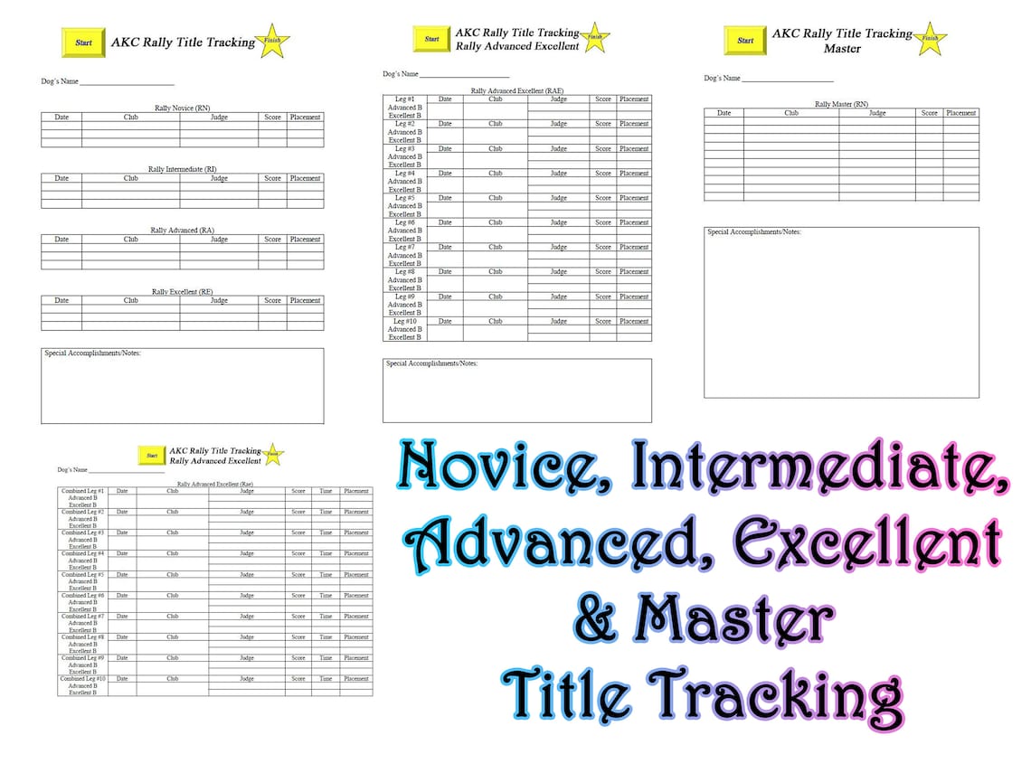 AKC Rally Title Tracking & Training Log Dog Training Obedience - Etsy