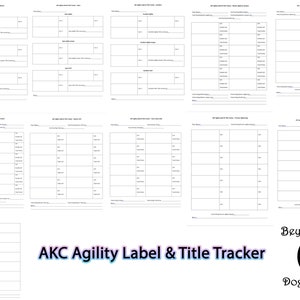 AKC Agility Label & Title Tracking Forms Dog Agility Competition ...