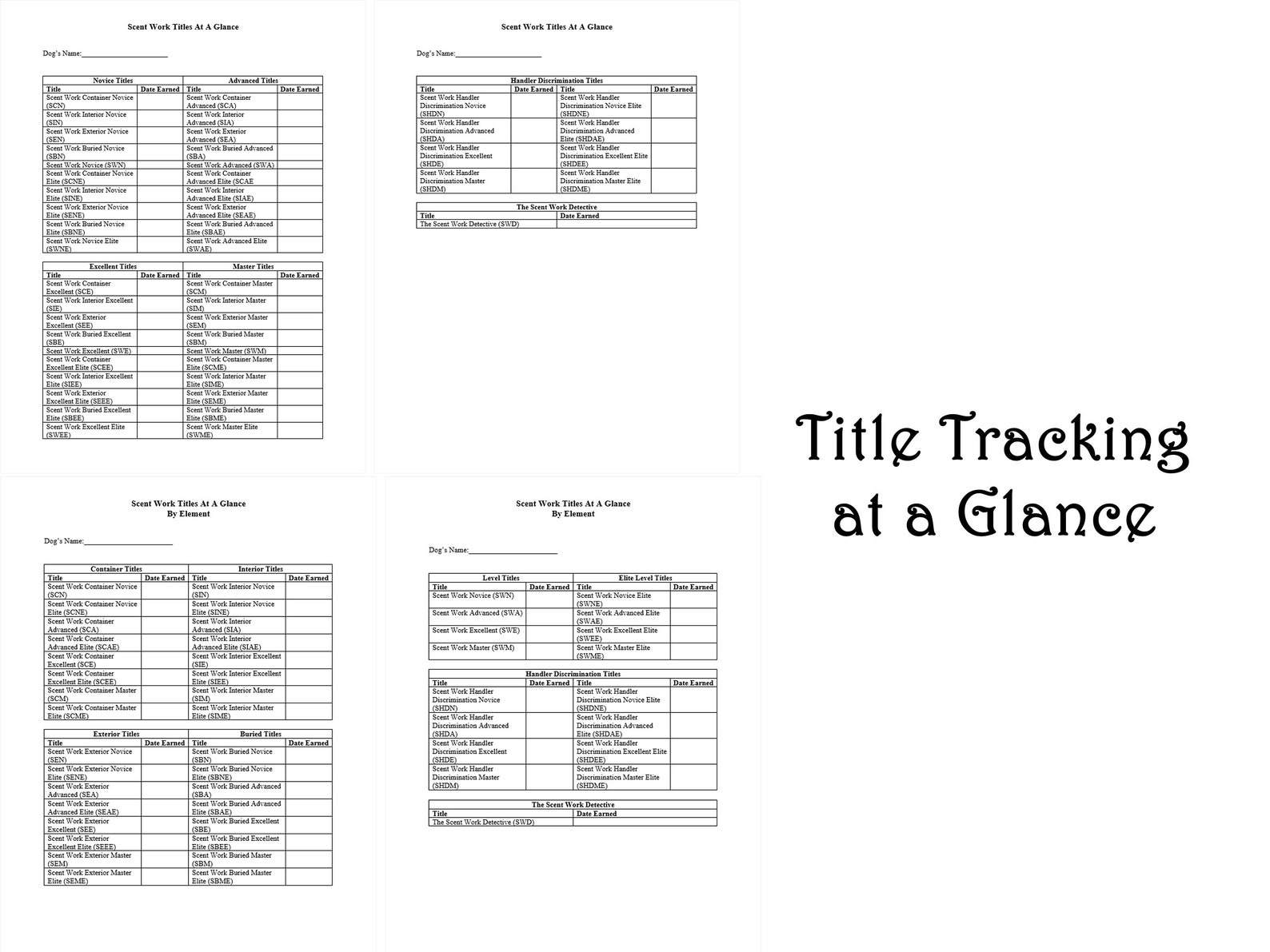 Blue AKC Scent Work Printable Competition Dog Training Forms - Etsy