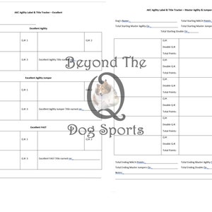 AKC Agility Label & Title Tracking Forms Dog Agility Competition ...