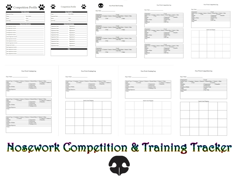 Nose Work Scent Work Printable General Competition Dog Training Forms ...