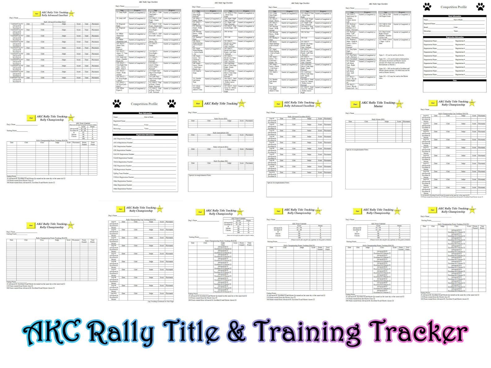 AKC Rally Title Tracking & Training Log Dog Training Obedience - Etsy