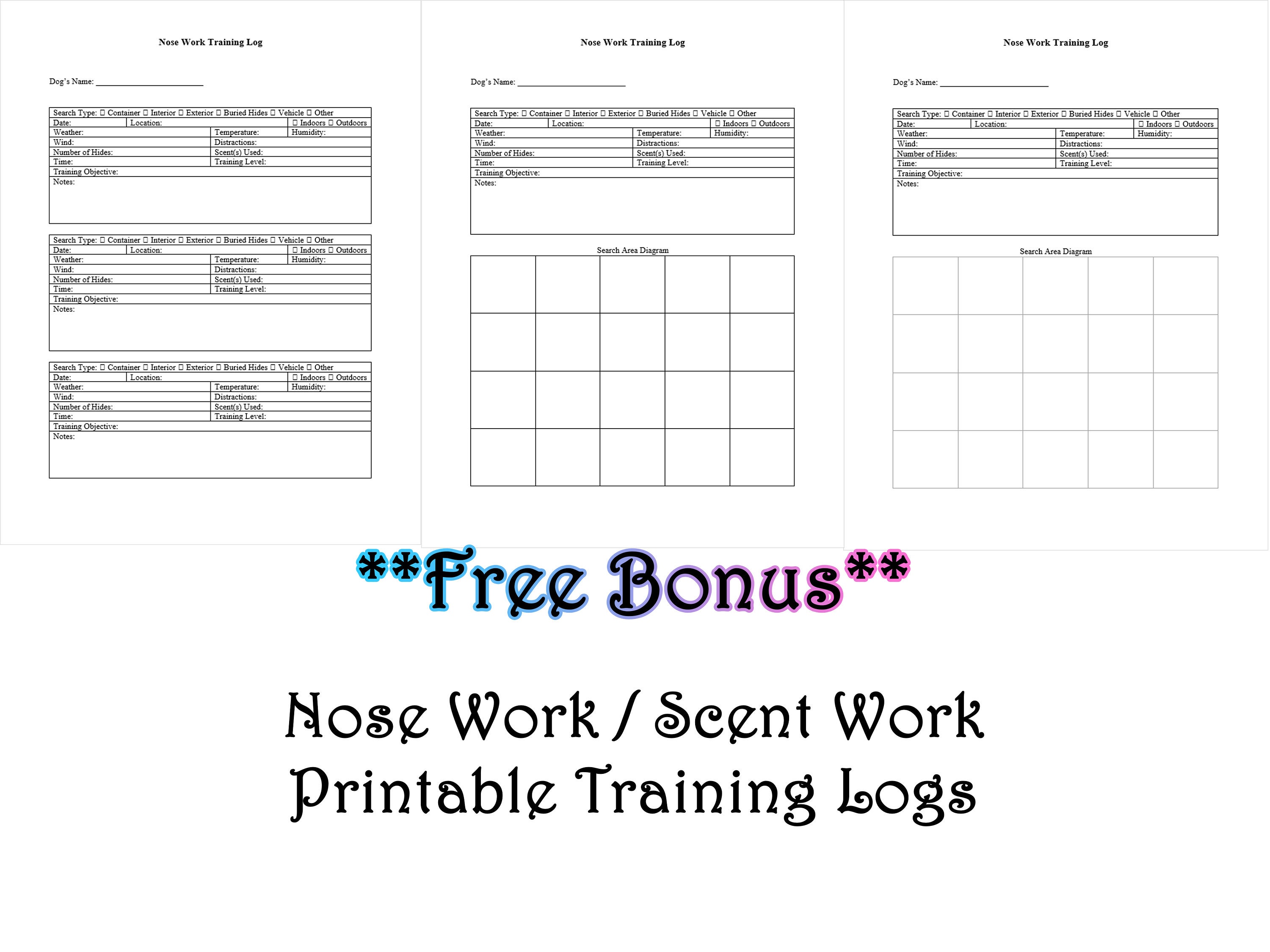Red AKC Scent Work Printable Competition Dog Training Forms Log Title ...