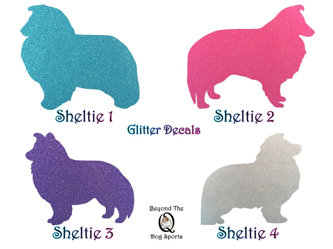 Shetland Sheepdog Sheltie Glitter or Holo Decal 4 Designs Custom Dog ...