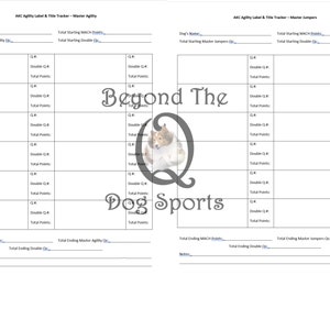 AKC Agility Label & Title Tracking Forms Dog Agility Competition ...