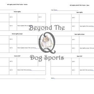AKC Agility Label & Title Tracking Forms Dog Agility Competition ...
