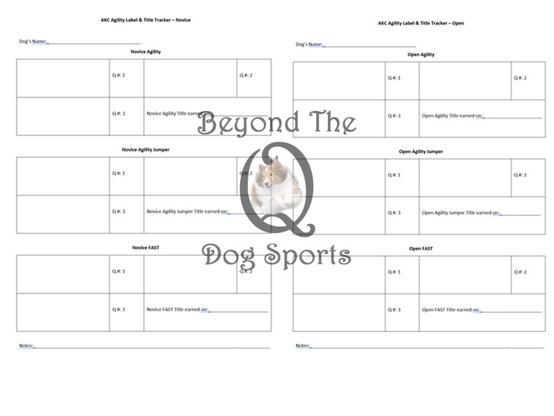 AKC Agility Label & Title Tracking Forms Dog Agility - Etsy