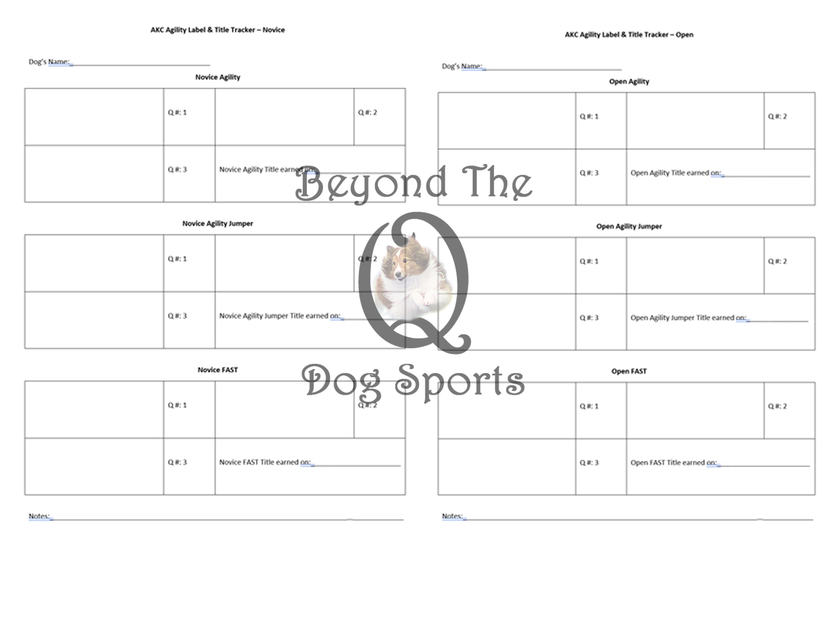 AKC Agility Label & Title Tracking Forms Dog Agility - Etsy Australia