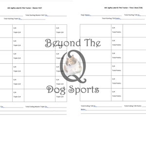 AKC Agility Label & Title Tracking Forms Dog Agility Competition ...