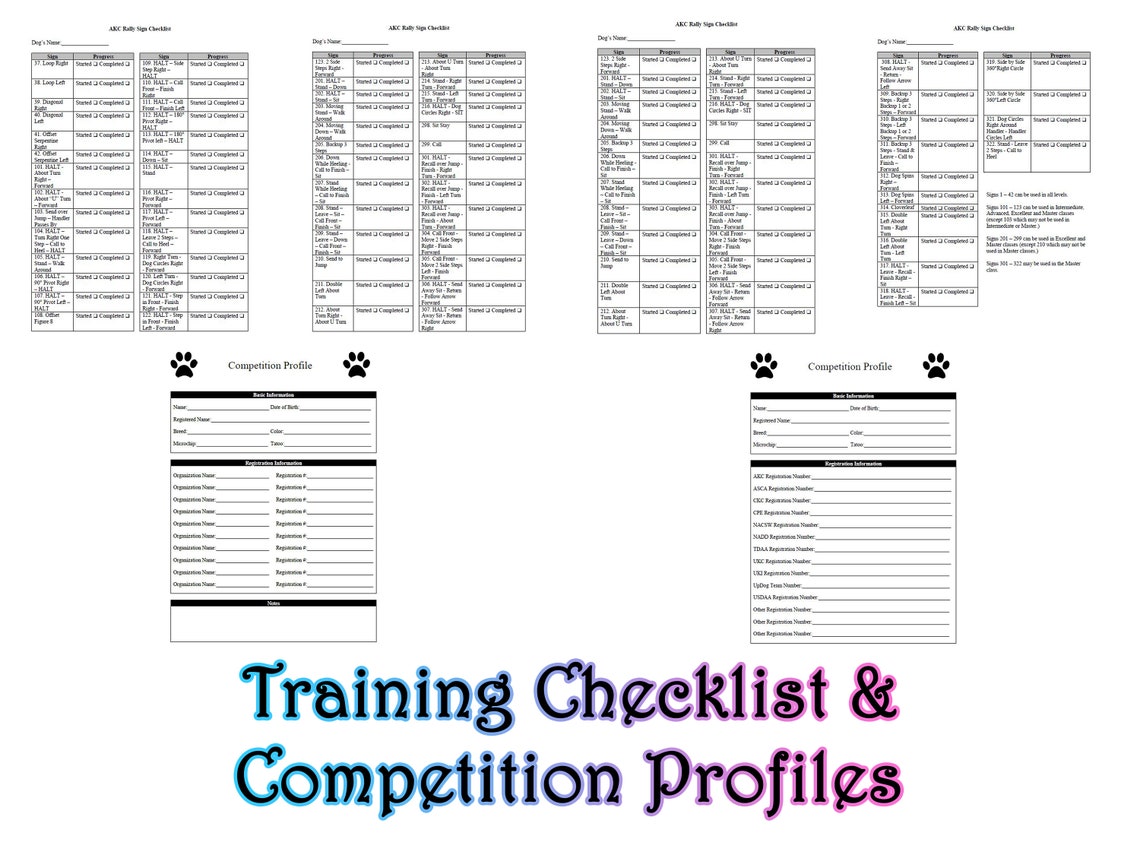AKC Rally Title Tracking & Training Log Dog Training Obedience - Etsy
