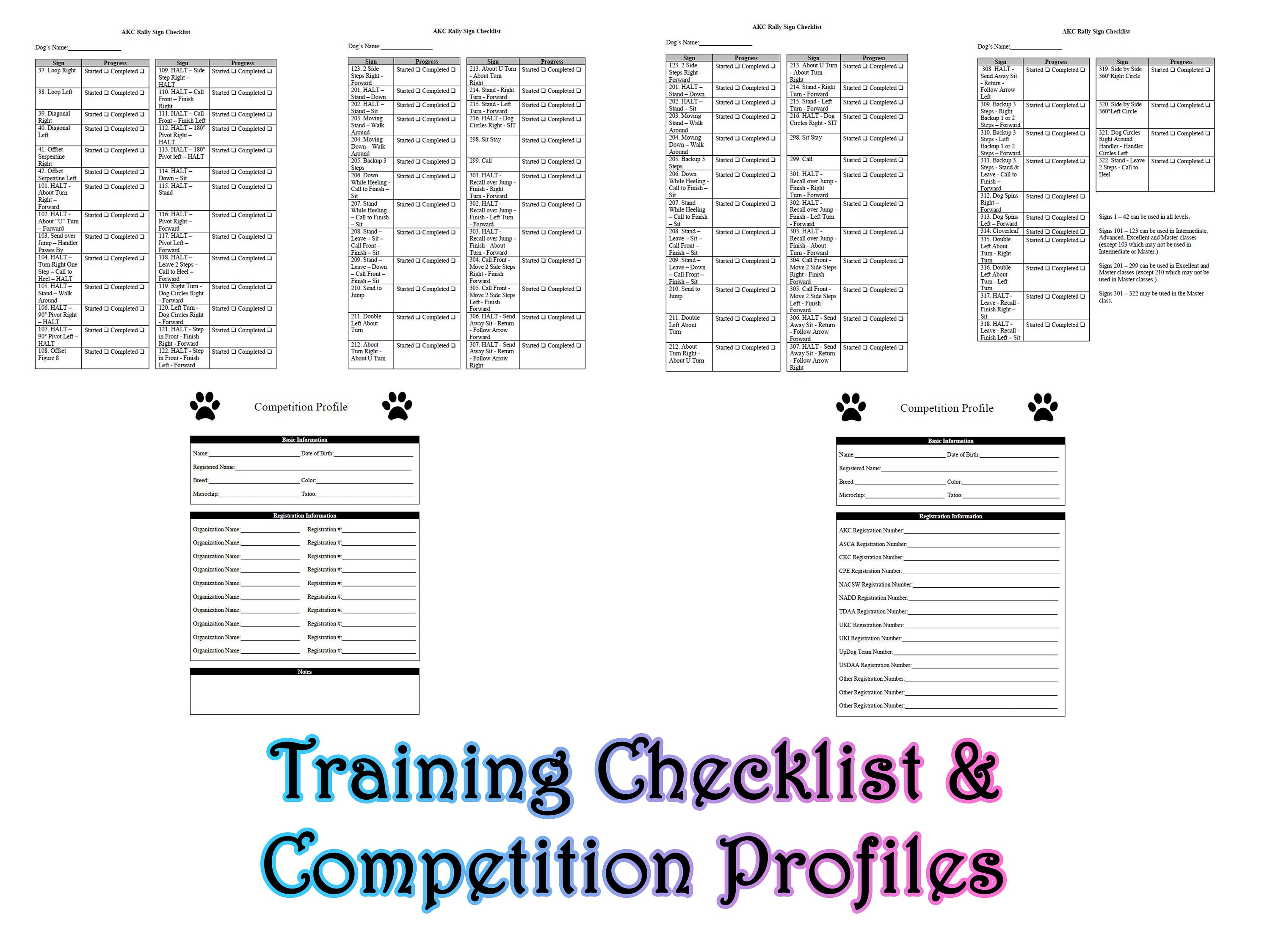 AKC Rally Title Tracking & Training Log Dog Training Obedience - Etsy