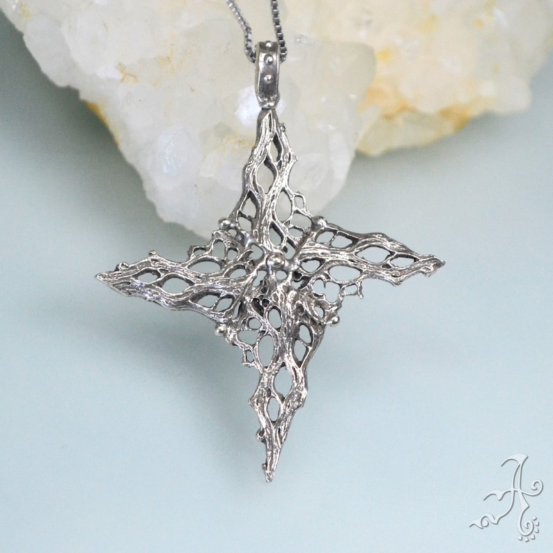 Celestial Pendant Four Point Star Sterling Silver Handmade - Etsy