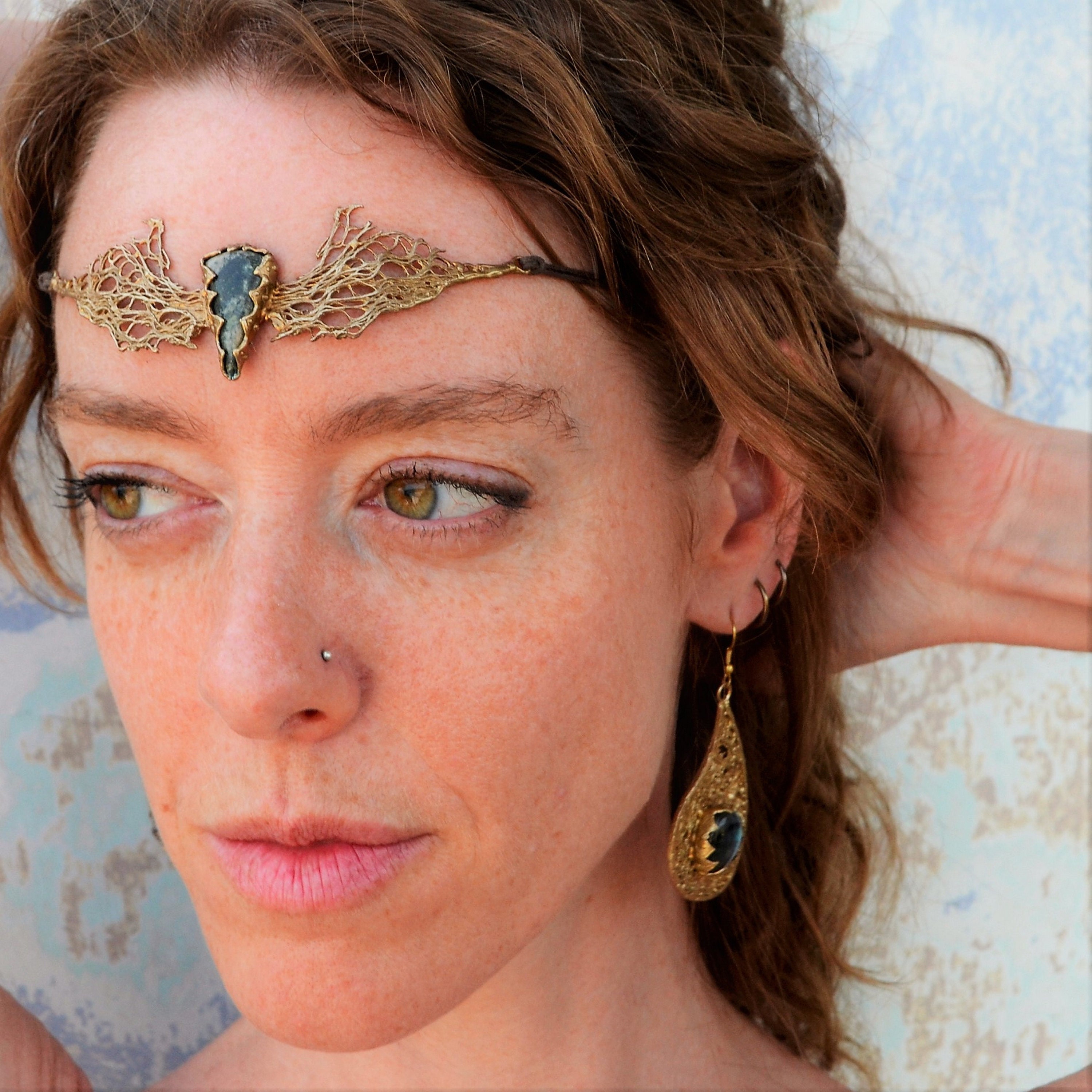 Green Cola Gemstone Bridal Forehead Jewelry Brass Chakra - Etsy