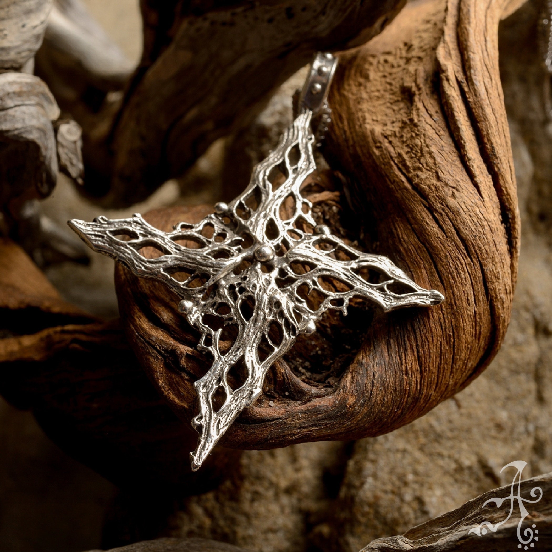 Celestial Pendant Four Point Star Sterling Silver Handmade | Etsy