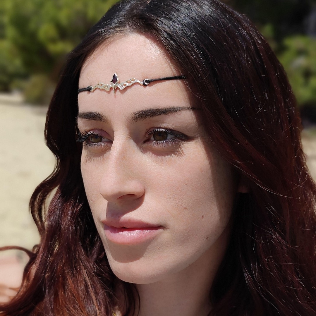 Handcrafted Sterling Silver Garnet Headpiece, Elven Bridal Tiara - Etsy