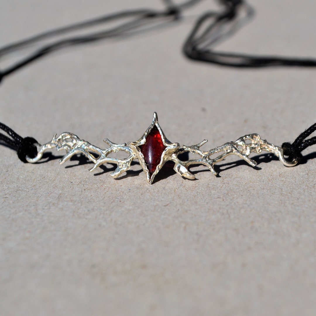 Handmade Sterling Silver Garnet Forehead Tiara, Elven Bridal Headpiece ...