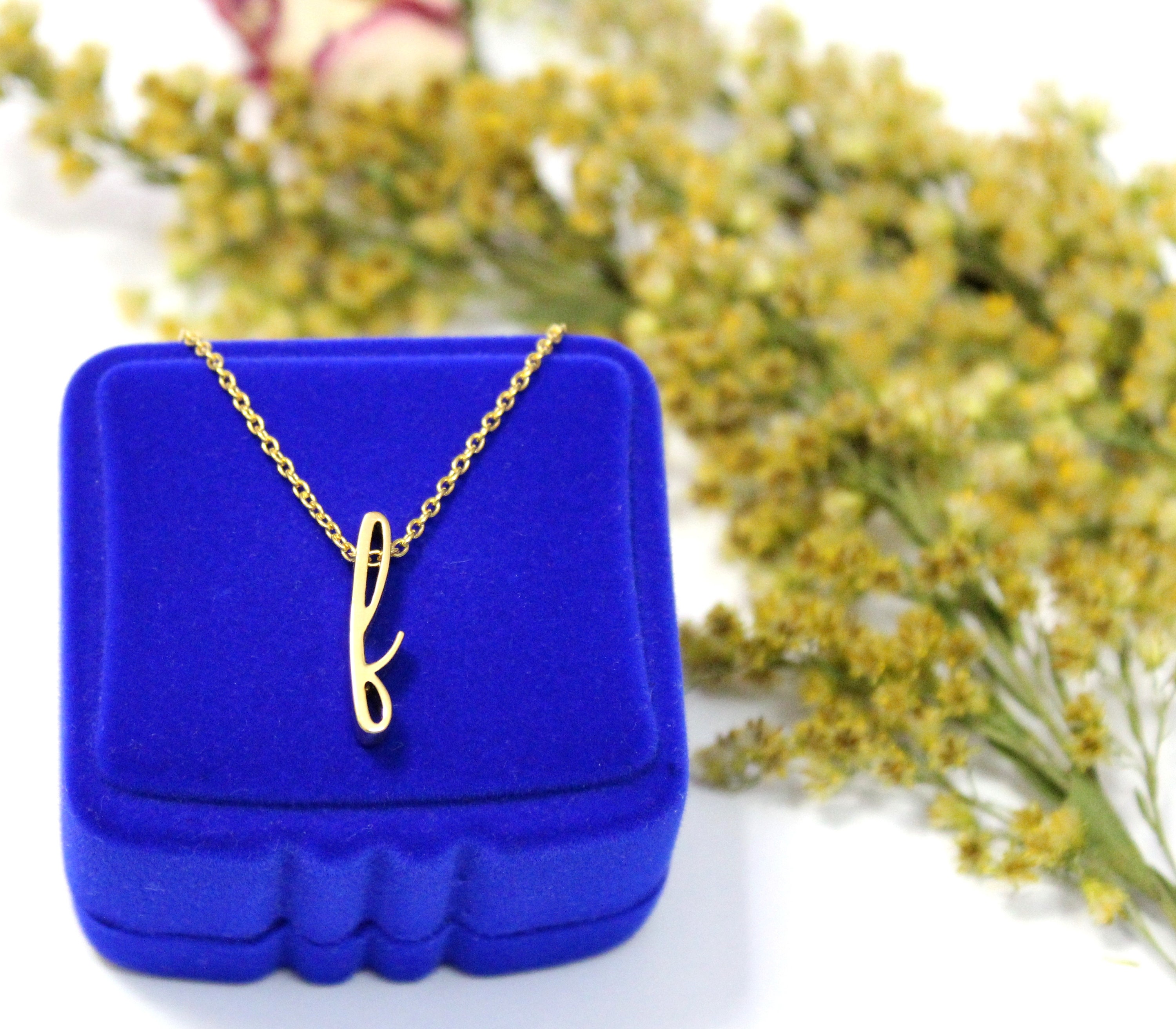 Cursive Letter Necklace Sterling Silver Tiny F Initial Lowercase ...