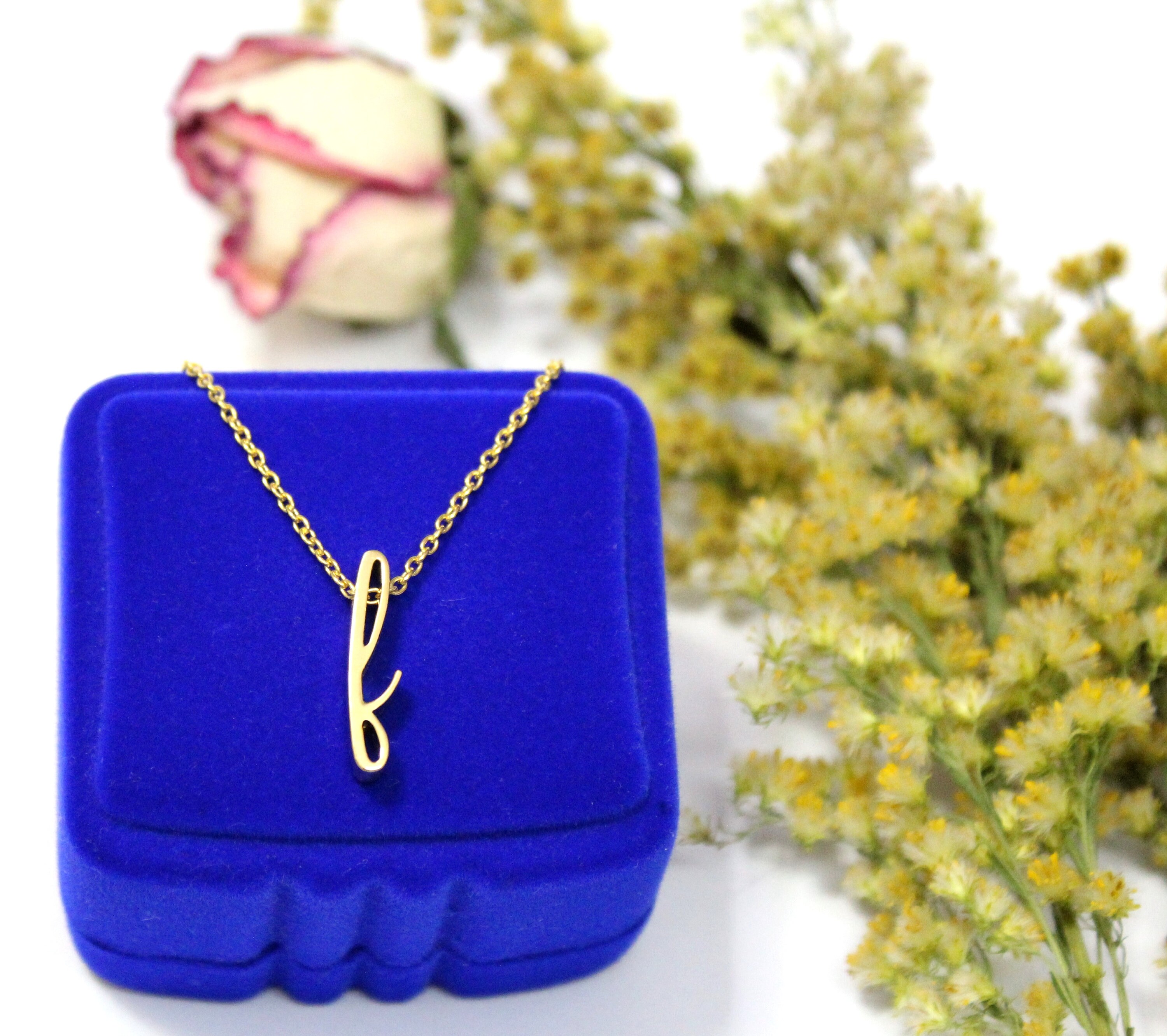 Cursive Letter Necklace Sterling Silver Tiny F Initial Lowercase ...