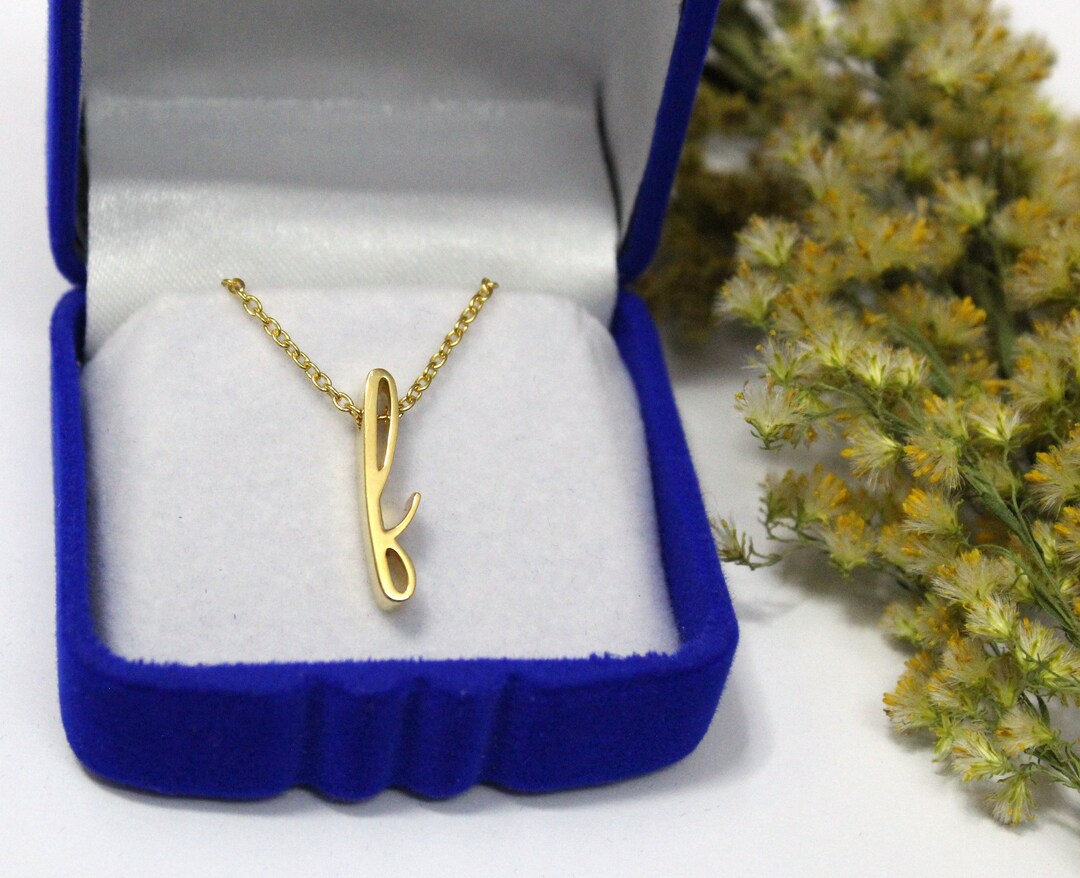 Cursive Letter Necklace Sterling Silver Tiny F Initial Lowercase ...