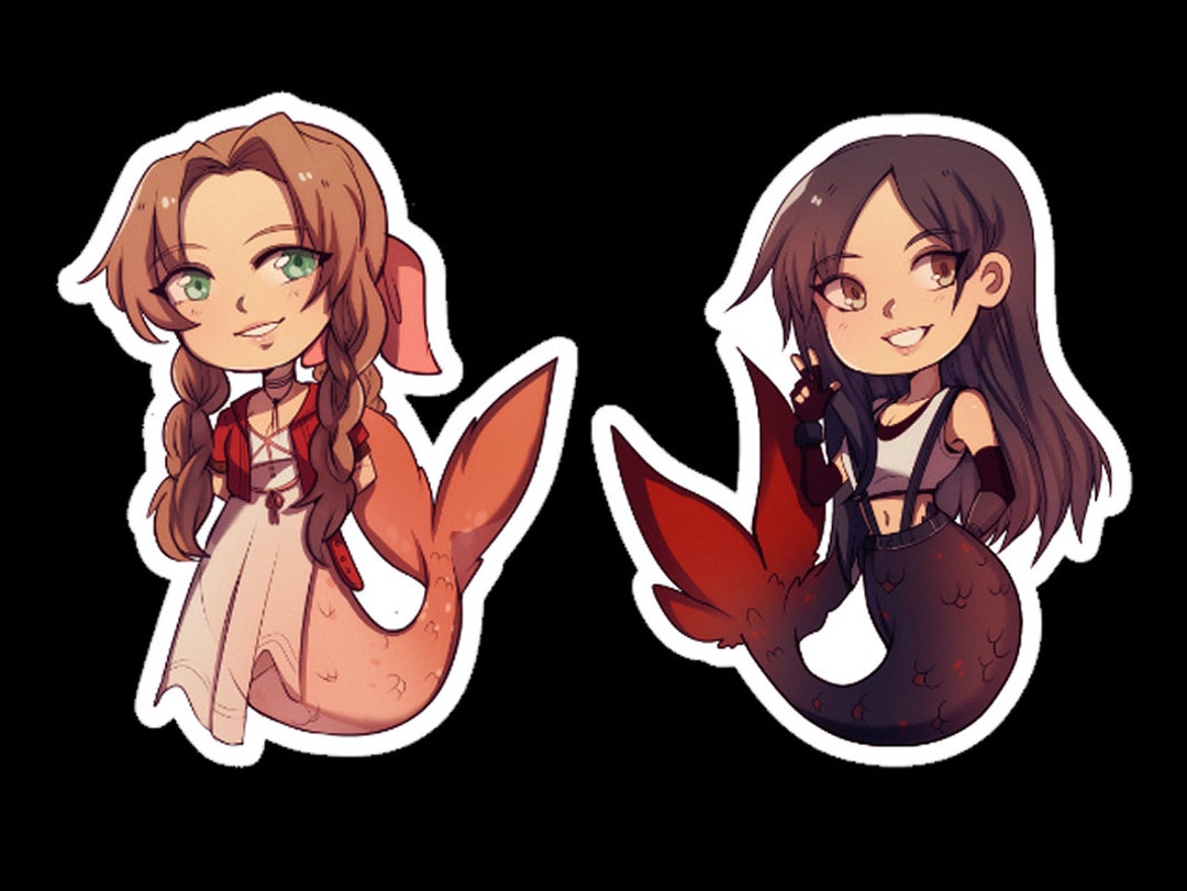 FF7 REMAKE Aerith and Tifa Mermaid STICKERS [holographic Options] - Etsy