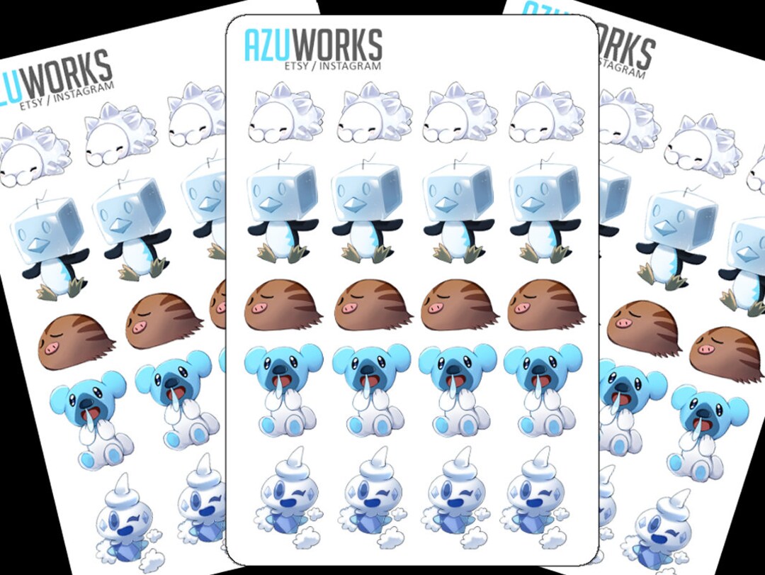 Ice Type Pokemon Winter Kiss Cut Sticker Sheet Kawaii Cute Diary School ...