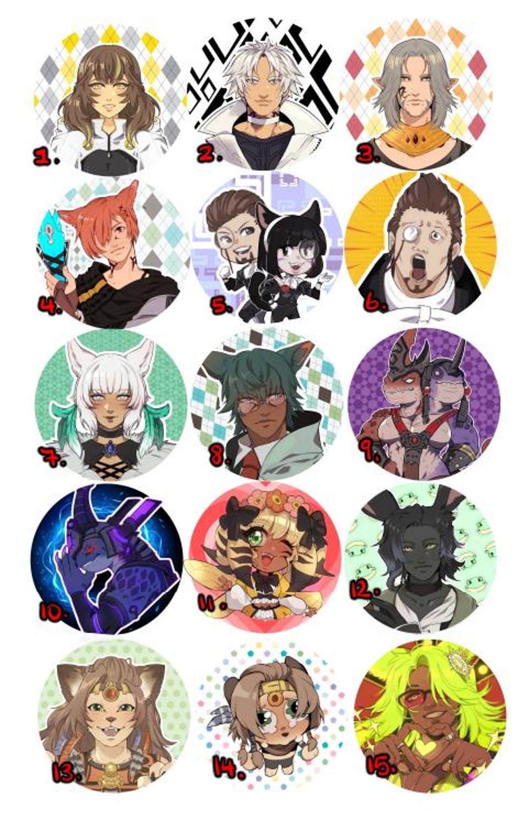 FFXIV Variety NPC Character Inspired Badges/buttons - Etsy