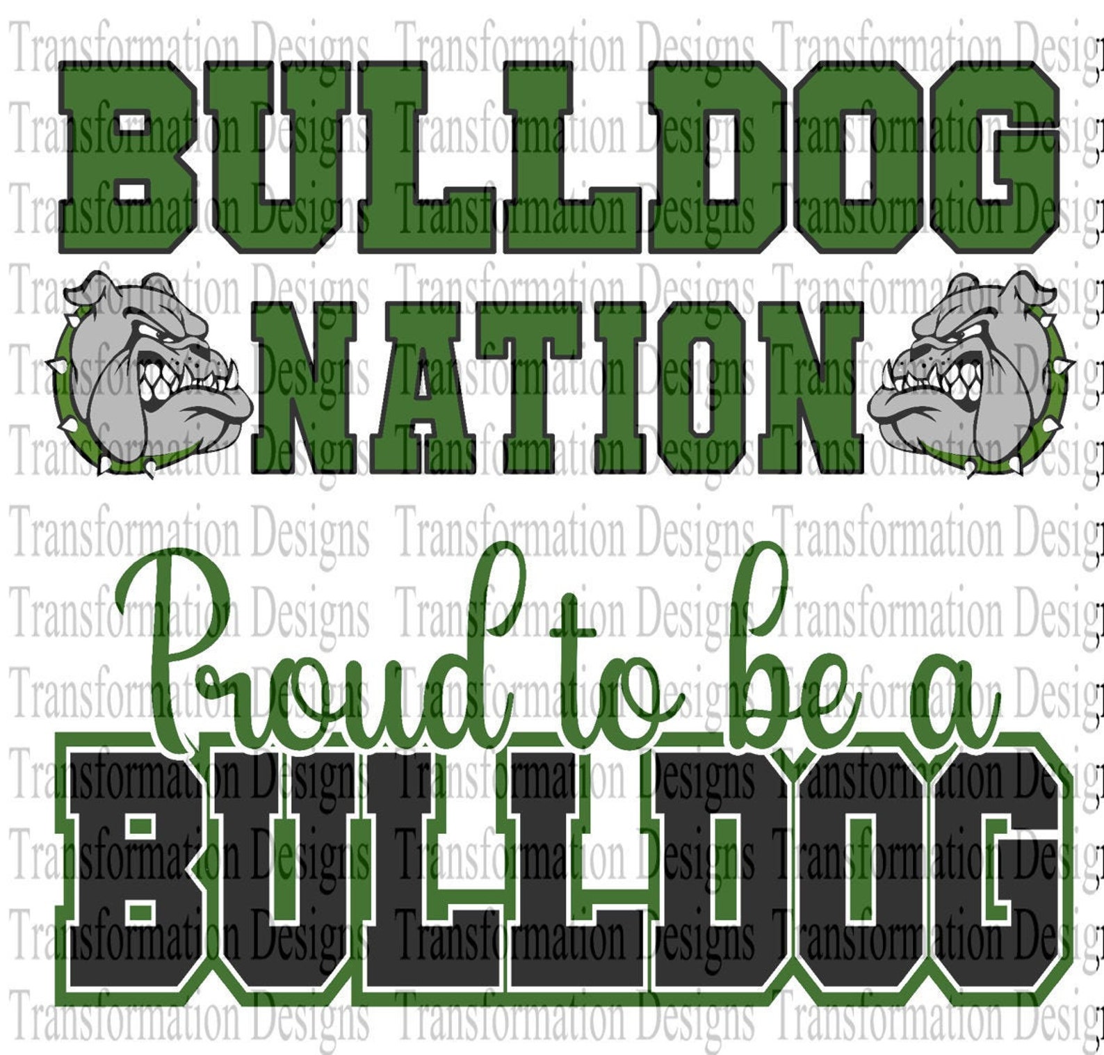 Green Bulldog Nation and Proud to Be a Bulldog | Etsy