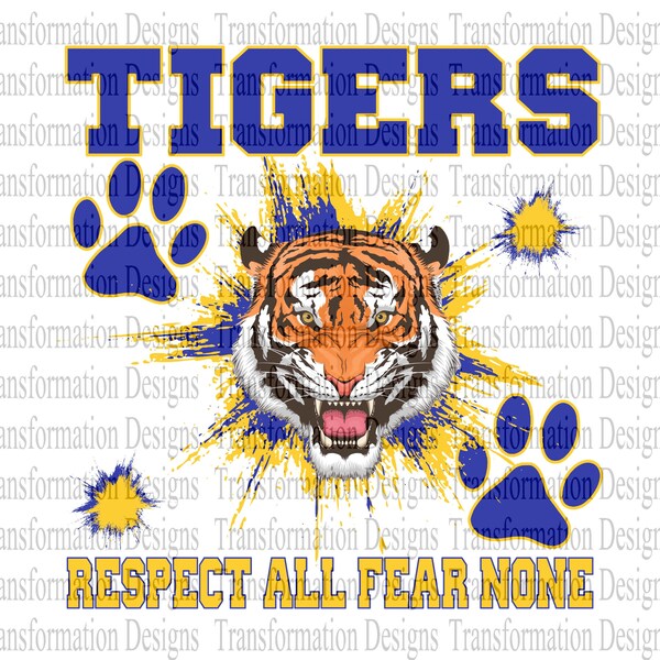 Blue Gold Tigers Png - Etsy
