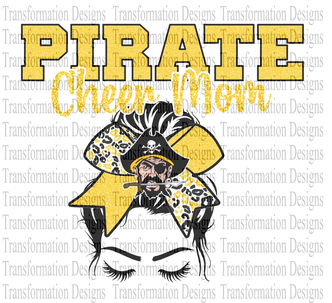 Pirate Cheer Mom Gold Yellow Glitter Cheer Bow Pirate - Etsy