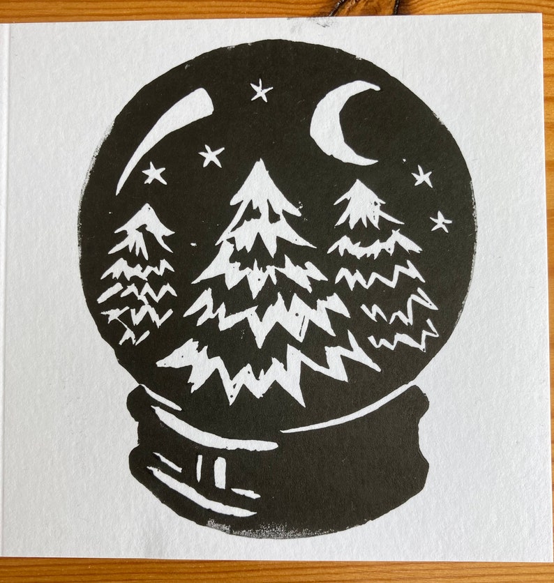 Christmas Card Pack - 4 X Hand Printed - Lino Printed Hand Cut Cards ...